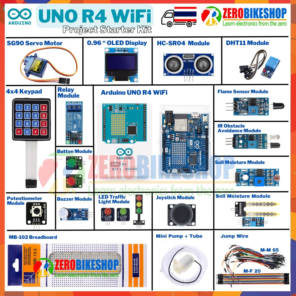 ชุดเรียนรู้ Arduino UNO R4 WiFi Project Starter kit Original UNO R4 ...